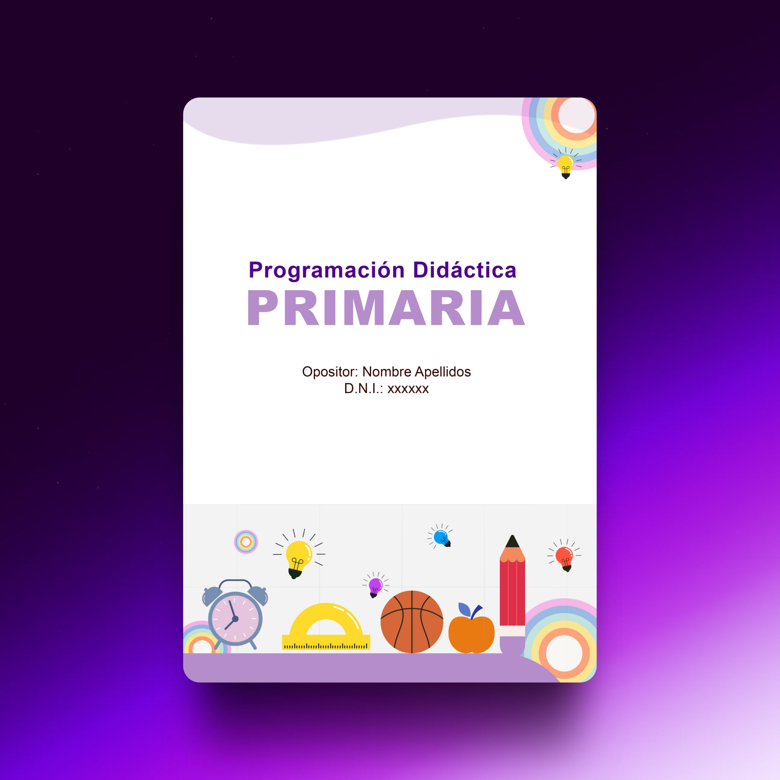 🟣 Plantilla de Portada para Programación Didáctica – Primaria (DESCARGA GRATUITA)